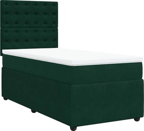 Box spring postel s matrací tmavě zelená 90x200 cm samet 3292253