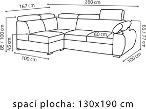 Sedací souprava BASTON | 167x260 cm | rozkládací + úložný prostor | VÝBĚR TKANIN