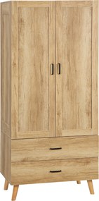 HOMCOM Skříň s úložným prostorem, 2 dveře, 2 zásuvky a závěsná tyč - 80 x 54 x 180 cm | Aosom