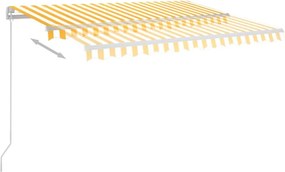 Ručně zatahovací markýza s LED světlem 350 x 250 cm žlutobílá 3068883