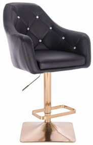 LuxuryForm Barová židle ROMA na zlaté hranaté podstavě - černá