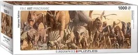 EUROGRAPHICS Panoramatické puzzle Dinosauři / 1000 dílků / 99 x 33 cm