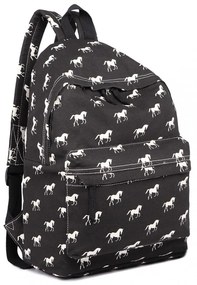 Konofactory Černý vzorovaný batoh do školy „Horses“ 11L