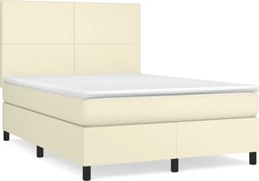 Box spring postel s matrací krémová 140x190 cm umělá kůže 3142721