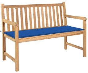 vidaXL Zahradní lavice s královsky modrou poduškou 120 cm masivní teak