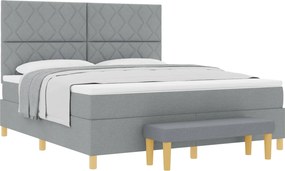 Postel s boxspringem s čelo Světle šedá 200 x 180 cm textil 3344394
