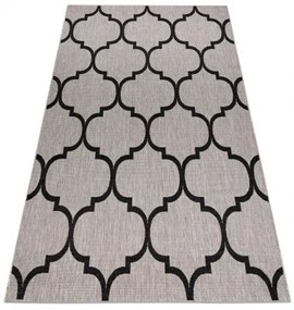 Kusový koberec Sisal FLOORLUX 20608 Marokánsky vzor stříbrný / černý Rozměr: 160x230 cm