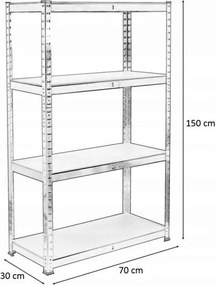 Garden Line Kovový úložný regál GardenLine - 4 police 150 x 70 x 30 cm max 150 kg na polici