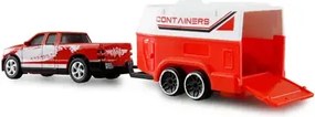 AMEWI RC Pickup Die Cast s karavanem červená / RC auto / 1:64 / RTR /