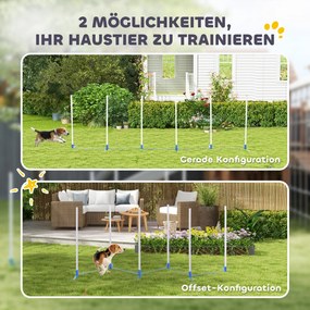 Sada pro trénink agility pro psy PawHut s pytlem z polyesteru 600D bílo modrá 305 x 60 x 94 cm pro psí sporty | Aosom.de