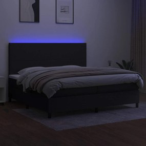 Box spring postel s matrací a LED černá 200x200 cm textil 3134743