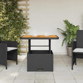 vidaXL Zahradní stolek 80 x 80 x 71 cm polyratan a akácie [368269] Barva: Černá