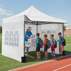 Costway Pavilon Výsuvný zahradní altán s 3 bočními stěnami a 3 úrovní nastavení