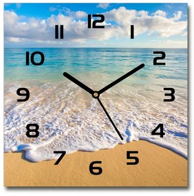 Wallmuralia Skleněné hodiny na stěnu Havajská pláž 30x30 cm