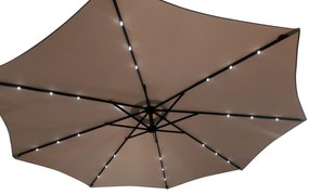 Zahradní slunečník Houseland Zyra s LED osvětlením 300 cm světle hnědý