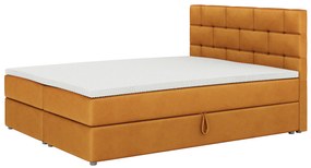 Kontinentální postel 140x200 cm Waller (hořčicová) (s roštem a matrací). 1007718