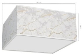Stropní svítidlo Senso Square, 1x bílé/zlaté textilní stínítko, (bílé plexisklo), (40 cm)