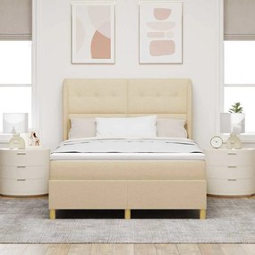 Postel s boxspringem s čelo Krémová 190 x 140 cm textil 3340751