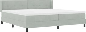 Postel s boxspringem s čelo Světle šedá 200 x 200 cm samet 3341486