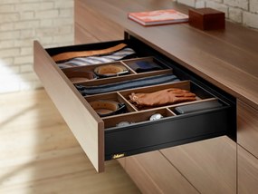 BLUM Zásuvka Legrabox, délka 350 mm, nosnost 40 kg - barva černá karbon Výška zásuvky [mm]: Výška zad "M"