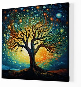 Obraz na plátně - Strom života barevné hvězdy FeelHappy.cz Velikost obrazu: 100 x 100 cm