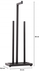 Erga Pap2, zásobník na toaletní papír na postavení 60cm (8 rolí), černá matná, ERG-YKA-P.PAP2-BLK