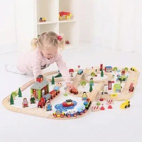 Bigjigs Rail Vláčkodráha a autodráha / 108 dílů / od 3 let