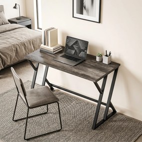 HOMCOM počítačový stůl 120 × 60 cm – industriální Z-rám, patinovaná šedá