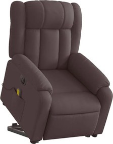 Elektrické zvedací masážní polohovací křeslo tmavě hnědé textil 3205357