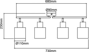 Brilliant 99839/93  Stropní tyčové svítidlo WEALD kouřové sklo