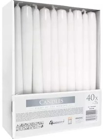 Bílá kónická svíčka - sada 40 ks 74006