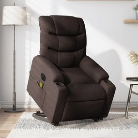Elektrické zvedací masážní polohovací křeslo tmavě hnědé textil 3206677