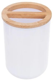 Orion Kosmetický kelímek a držák na kartáčky nebo štětce, bílý, s bambusem WHITNEY