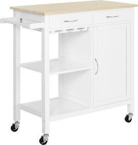 HOMCOM Kuchyňský Vozík Multipurpose Služební Vozík S Regály A Kolečky Do Koupelny A Ložnice Se Šuplíkem A Skříňkou 89x40x84cm | Aosom
