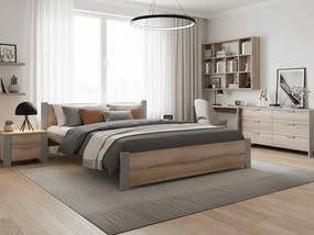 Postel IKAROS 160 x 200 cm, dub sonoma/šedá Matrace: Matrace Coco Maxi 20 cm, Rošt: S laťkovým roštem