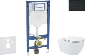 SANITINO - Set předstěnové instalace, klozetu Oudee a Slim sedátka softclose, tlačítko Sigma20, matná černá/černá SANI11CA5186