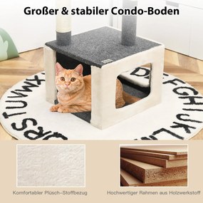 Costway Malé škrabadlo pro kočky, dřevěný kočičí strom, stabilní šplhací strom
