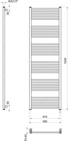 Sapho Sapho, METRO-E elektrické topné těleso, rovné, 600x1620 mm, 800 W, černá matná, ME616B