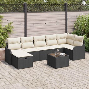 Set pohovek 8 ks 7-Počet míst Černá a krémová polyratan 3359006