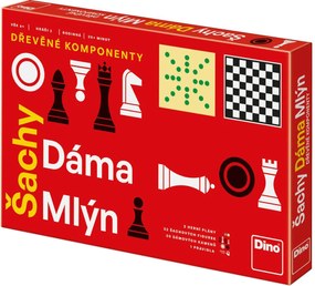 DINO DŘEVO Hra Šachy, Dáma, Mlýn 3v1 *SPOLEČENSKÉ HRY* dn631823