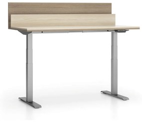 PLAN Kancelářský  pracovní stůl SINGLE LAYERS s přepážkami, nastavitelné nohy, dub přírodní / dub mořený