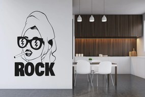 Lepy.cz Samolepka na zeď Žena - Rock Velikost (šířka x výška): 75x115cm, Barevná varianta: Bílá