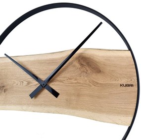 KUBRi 1004A - Robustní hodiny z masivního dubu s kovovým rámem o průměru 70 cm
