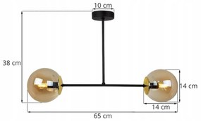 Stropní svítidlo PARIS, 2x medové skleněné stínítko, (výběr ze 4 barev uchycení)