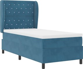 Postel s boxspringem s čelo Tmavě modrá 200 x 90 cm samet 3340860
