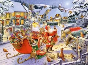 RAVENSBURGER Puzzle Vánoční trh a Štědrovečerní večeře / se Santou / 2