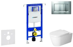 Geberit Duofix - Modul pro závěsné WC s tlačítkem Sigma30, matný chrom/chrom + Duravit ME by Starck - WC a sedátko, Rimless, SoftClose 111.355.00.5 NM7