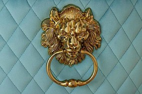 Designová židle Queen Lví hlava světle modrý samet