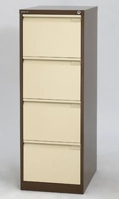 Kartotéka A4 kovová čtyřzásuvková Bisley BS4E/A4 [bílá Chalk (ab9, šedá), strukturovaný lak, standardní úchytky (prolis)]