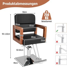 Costway Hydraulic Barber Chair Salon Křeslo pro kadeřníka s otáčením o 360